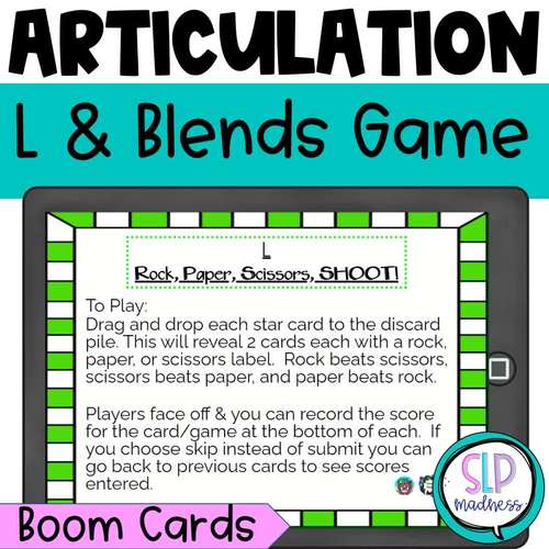 No Prep Speech Therapy Articulation Game l L and Consonant Clusters ...