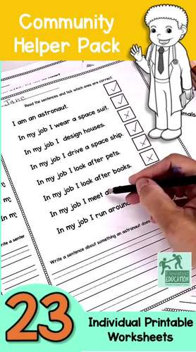 Morning work community workers thematic unit worksheets - my job