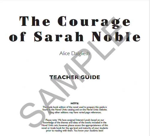 The Courage of Sarah Noble Novel Units® Teacher Guide Novel Study