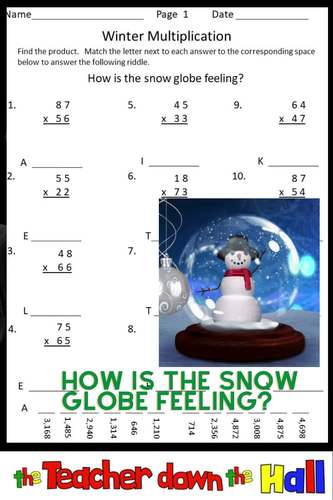 Winter Multiplication & Division Worksheets w/ Riddles Self-graded Math ...