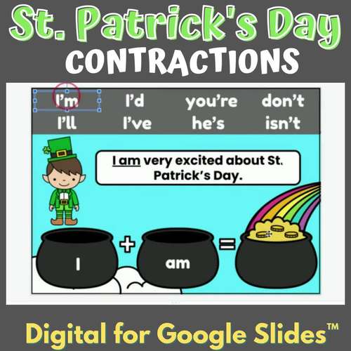 St. Patrick's Day Contractions Worksheets Digital Activities and More