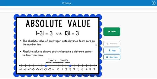 Intro to Absolute Value Self-Grading Digital and Printable Task Cards