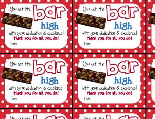 Energy Bar/ Granola Bar Teacher/ Staff Appreciation Gift Tag- You set ...