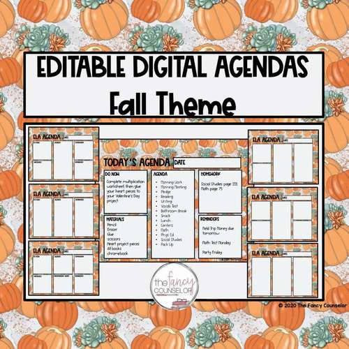 Daily Agendas Year Long Monthly Themes BUNDLE by The Fancy Counselor