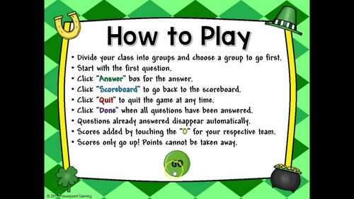 Adding Fractions St. Patrick's Day Powerpoint Game by Teacher Gameroom
