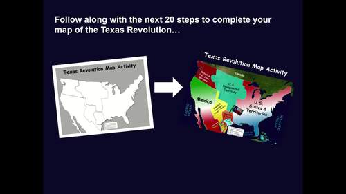 Texas Revolution Map Activity: Fun, engaging follow-along 25-slide PPT
