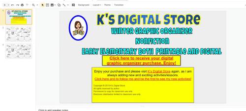 Winter Graphic Organizer Fiction and Nonfiction Printable and Digital