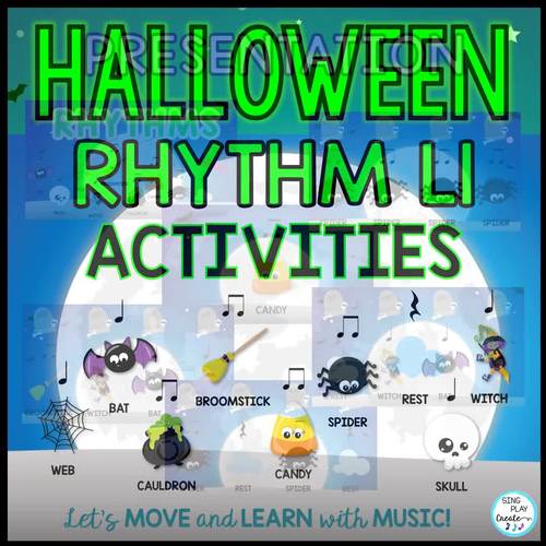 Halloween Rhythm Activities LEVEL 1 : Quarter Note & Rest, Eighth Notes ...