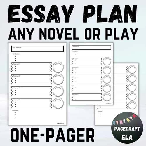 6-12 Paragraph Essay Planning One-Pager for Any Novel or Play by ...