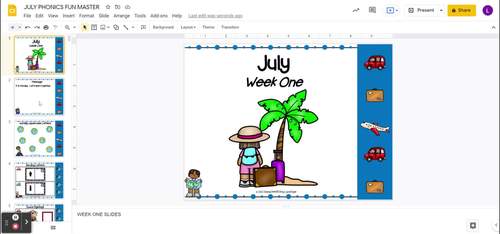 July Kindergarten Daily Digital Phonics Fun Activities For GOOGLE SLIDES