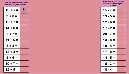 Mystery Digital Pixel Art NO PREP - Addition and Subtraction to 20