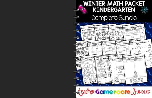 Kindergarten Winter Math Worksheet Bundle by Teacher Gameroom | TPT