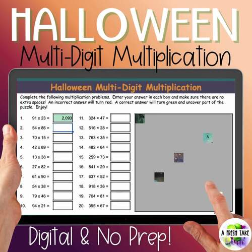 Pixel Art Math Halloween Multi-Digit Multiplication Google Sheets Self ...