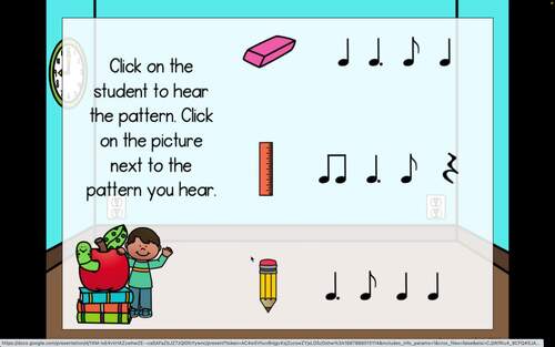 Back to School Review Dotted Quarter Music Rhythm Game for Google Slides