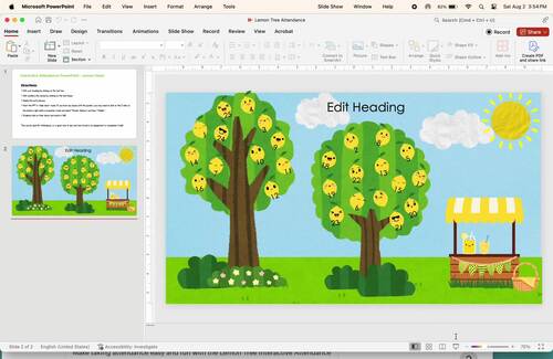 Lemon Tree Interactive Attendance PowerPoint by Hangin' With Hansen
