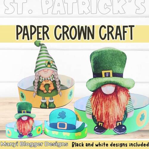 St. Patrick’s Day Paper Crowns-Hat Easy No-Prep Cut and Color Craft