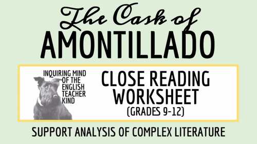 "The Cask of Amontillado" by Edgar Allan Poe Close Reading Analysis ...