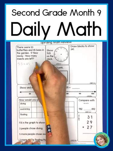 Second Grade Daily Math Spiral Review Worksheets Month 9 | TpT