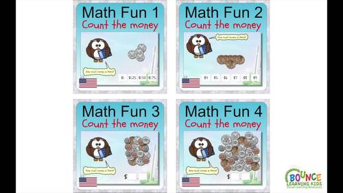 Math fun: Count the money USA coins: BOOM Counting practice BUNDLE