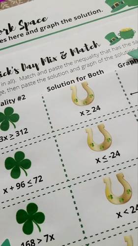 St. Patrick's Day Math Mix and Match // Solving Algebraic One step ...