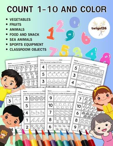 Worksheet : Count 1-10 and Color by twigs126 | TPT