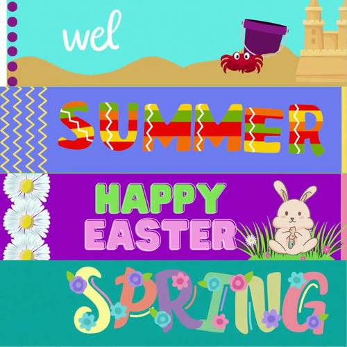 Seasonal spring and summer Google Classroom animated headers banners