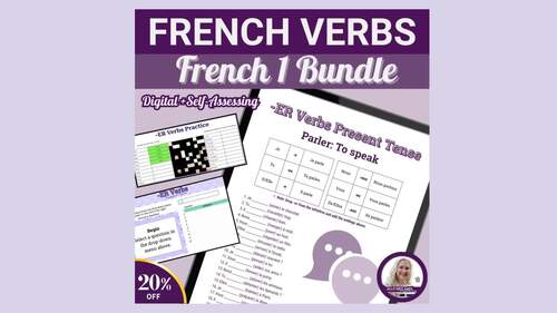 French 1 Present Tense & Passé Composé Bundle Self-Checking End of Year ...