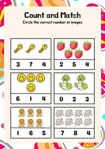 Counting Matching Number Easter Worksheet PreK - 2nd Easter Activity ...