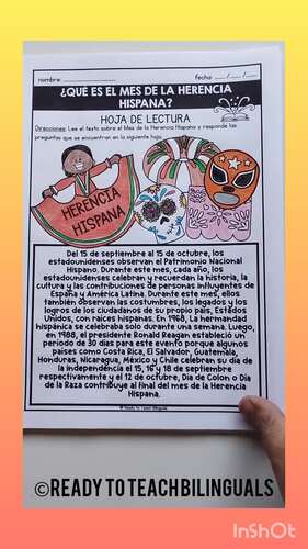 Hispanic Heritage Month | Bilingual Reading & Activity Pack + Posters