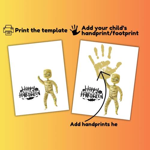 Template Handprint Craft | Halloween Craft Preschool | Kids Halloween ...
