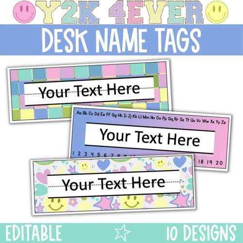 Retro Desk Name Plates for Students / Editable Desk Name Tags for Students
