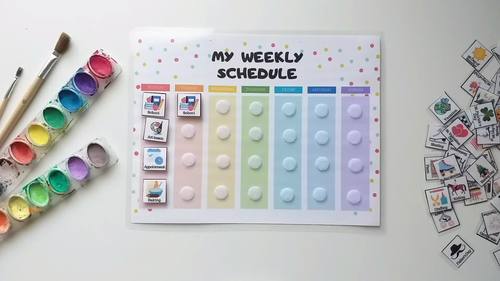 Kids Weekly Planner, Weekly Kids Calendar, Visual Schedule, Chore chart