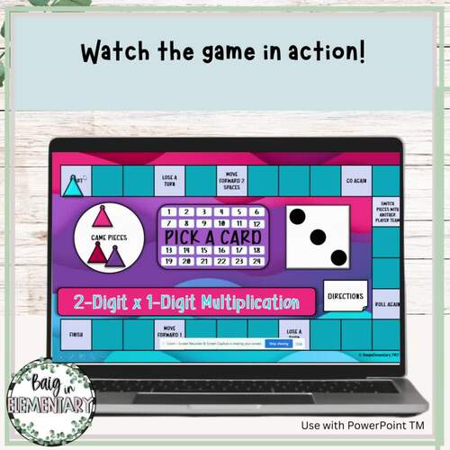 2 digit by 1 digit Multiplication Board Game by Baig In Elementary