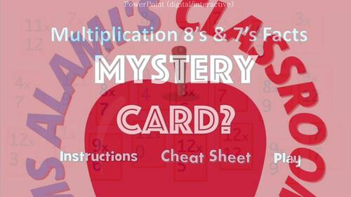 Math Game Multiplication 8’s and 7’s Mystery Facts Digital No PREP and ...