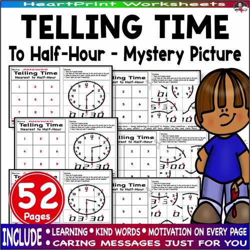 Telling Time to half Hour – Clock Mystery Picture No Prep Fun Activity ...
