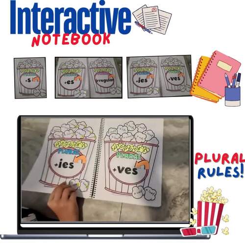 ESL / Popcorn Plural Nouns / Interactive Notebook Activity by ESL Classroom