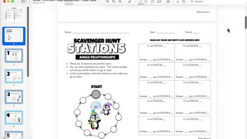7th/8th Grade Math Winter Review Angle Relationships Stations January ...