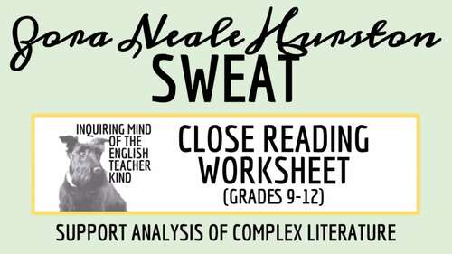 "Sweat" by Zora Neale Hurston Analysis Worksheet | African American Literature