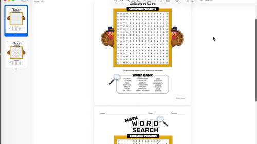 Consumer Math Black Friday Word Search Thanksgiving Activity Financial ...