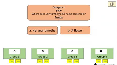Chrysanthemum Jeopardy: Activities for Kevin Henkes by Reading Into Games