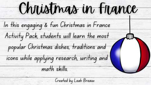 Christmas in France | Christmas Around the World Activities | TPT