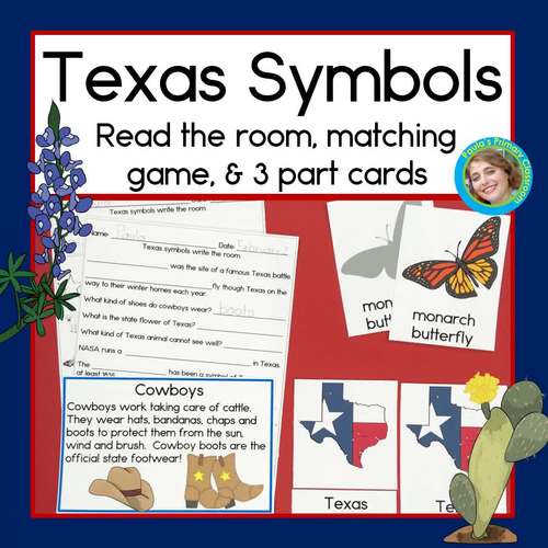 Texas State Symbols Read and Write the Room Matching Game Reading ...
