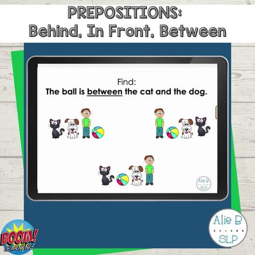 PREPOSITIONS In Front, Behind, Between BOOM Cards™ for Speech Therapy