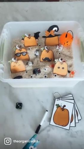 Fall Pumpkin Sensory Bin Activity Cards Pre Writing Letter & Number ...