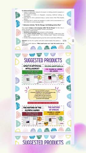 Bullying Awareness and Prevention Nonfiction Reading Comprehension ...