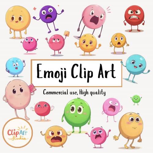 Emoji Clip Art - Feelings and emotions. Clip Art Studio. Self-regulation