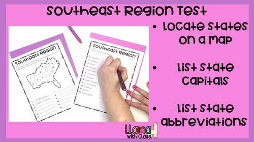 Southeast States and Capitals Quiz Includes Map + Abbreviations ...