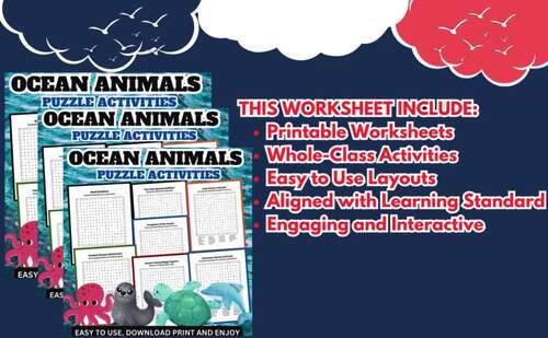 Ocean Animals Vocabulary Word Search Puzzle activities 2nd,3rd,4th,5th ...