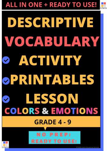 DESCRIPTIVE WORDS - VOCABULARY BUILDING +ACTIVITY + PRINTABLES + LESSON