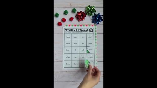 Christmas Sight Word Mystery Puzzle Frys First 100 Words | TpT